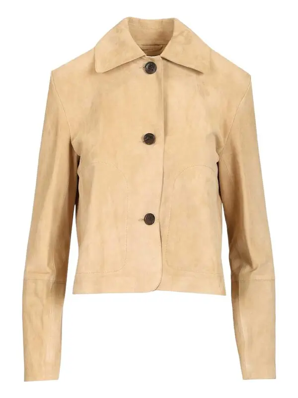 ARMA Cropped Suede Jacket - Nude