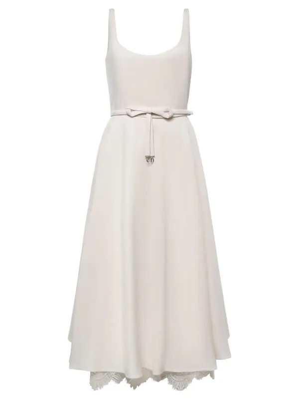 Dior Belted Lace-hem Dress - No