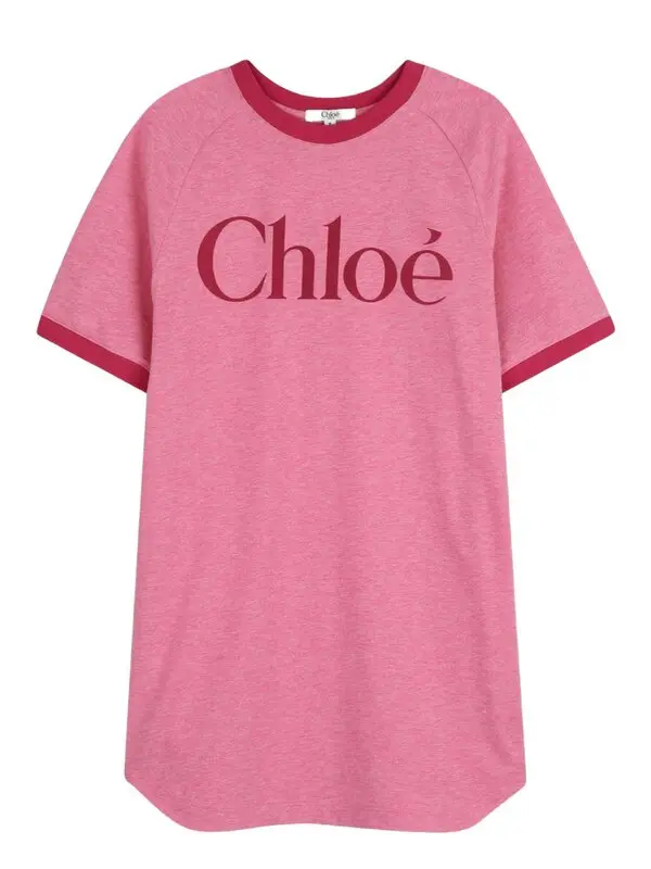 Chloé Short-sleeve Logo Dress - Pink