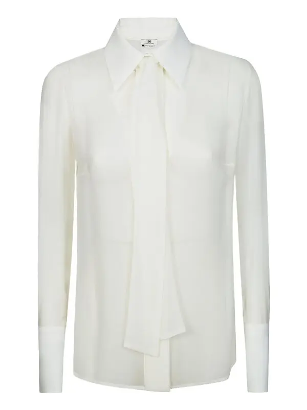Elisabetta Franchi Georgette Crêpe Blouse With Sash Belt - White