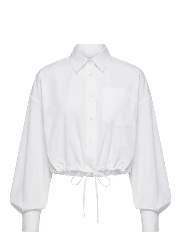 Brunello Cucinelli Drawstring Hem Collared Top - White