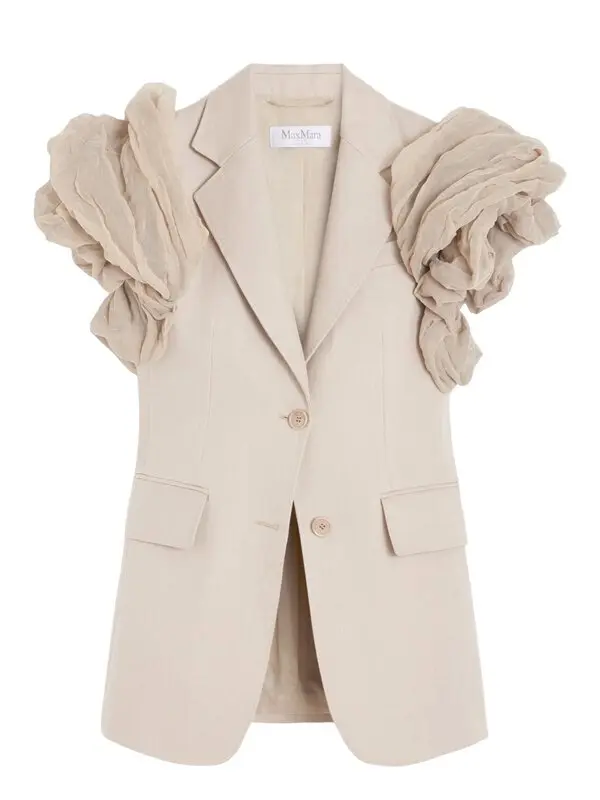Max Mara Sabituro Sleeveless Blazer With Ruffle Embellishments - Sand-colored