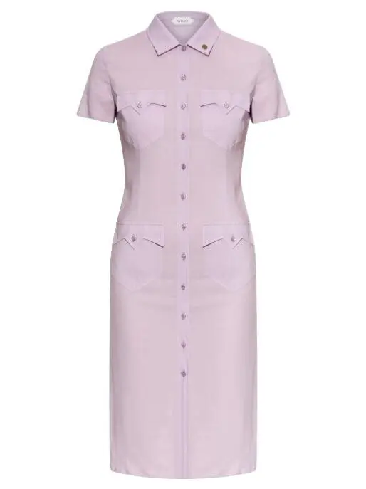Versace Stretch Georgette Midi Dress With Medusa Hardware - No