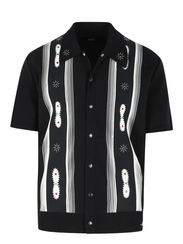Amiri Embellished Striped Shirt - Black