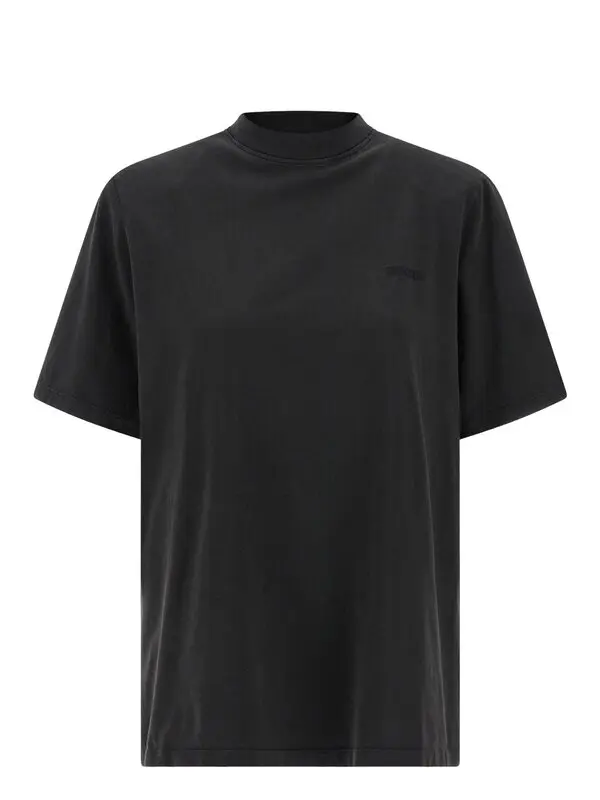 Attico Short-sleeved T-shirt With Embroidered Logo - Black