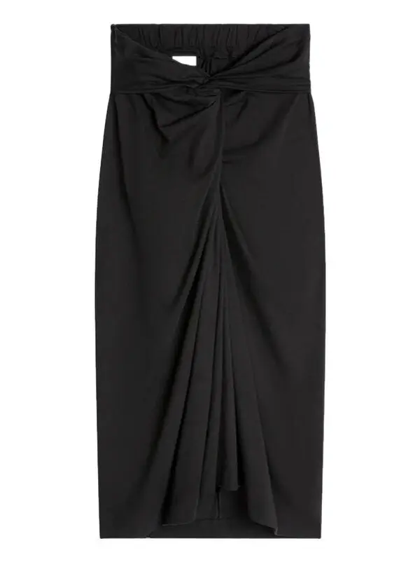 Dries Van Noten Knotted Jersey Midi Skirt - Black