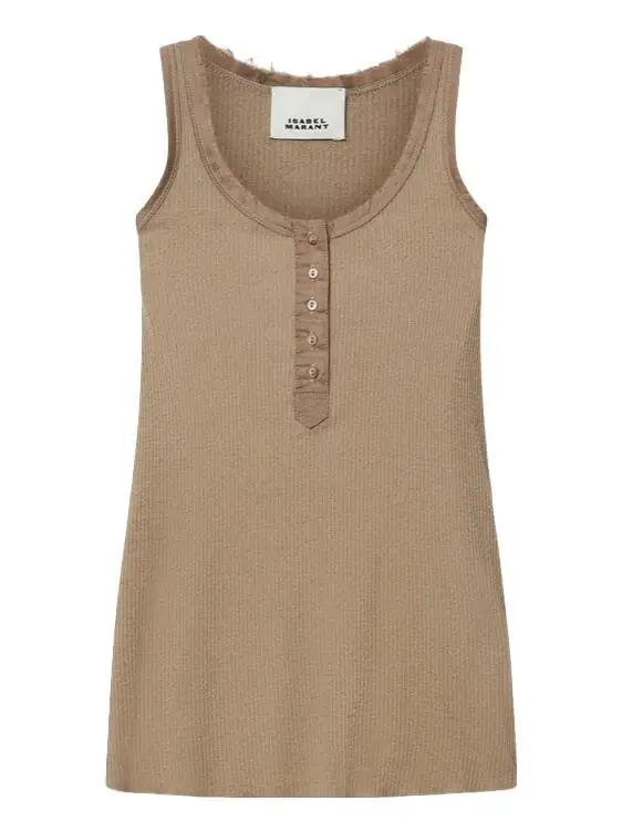 Isabel Marant Étoile Helma Ribbed Henley Tank Top - Light Bronze