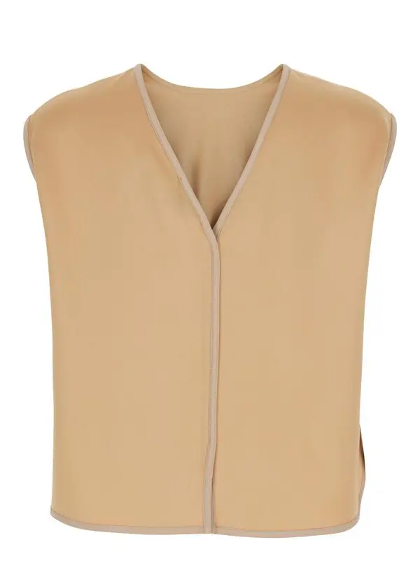 FORTE_FORTE Sleeveless V-back Top - Beige