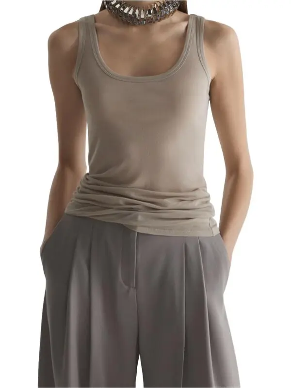 MUGLER Sleeveless Crew Neck Vest - Black