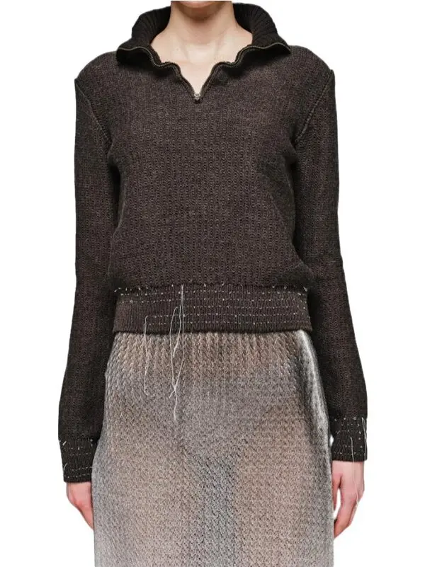 MAISON MARGIELA Half-zip Knitted Jumper - Brown