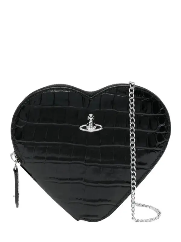 VIVIENNE WESTWOOD Orb Logo Heart-shape Crossbody Bag - Black