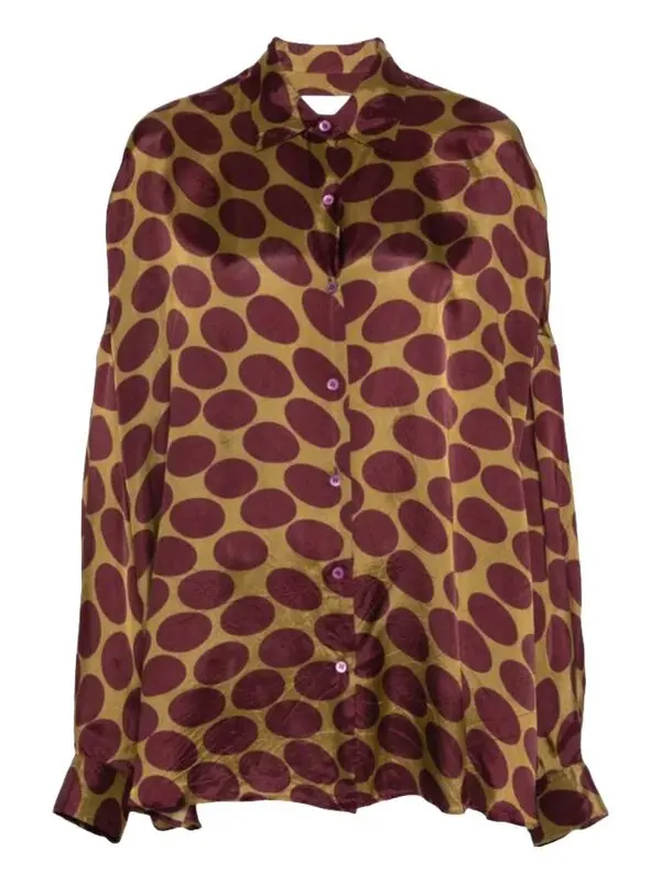 Dries Van Noten Casia Oversized Printed Top - Camel