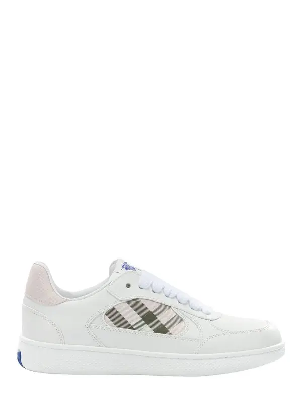 Burberry Check Detail Lace-up Sneakers - Optical White/mallow Powder