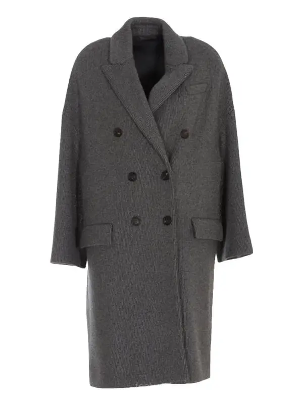 Brunello Cucinelli Double-breasted Cashmere-blend Coat - Grey