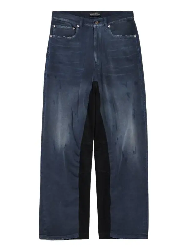 Balenciaga Patched Baggy Jeans - Navy Blue And Dark Blue