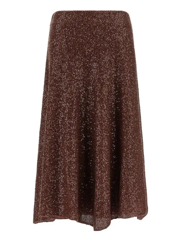 Brunello Cucinelli Sequined Midi Skirt - Red