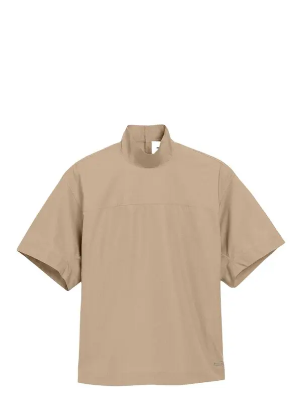 Ami Short Sleeve Turtleneck Blouse - Taupe