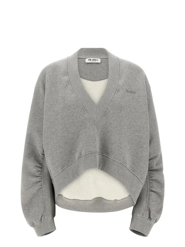 Attico Embroidered V-neck Sweatshirt - Gray