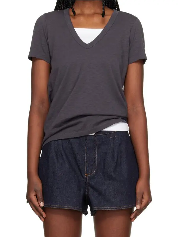 RAG  BONE Rag & Bone Short-sleeved V-neck T-shirt - Black
