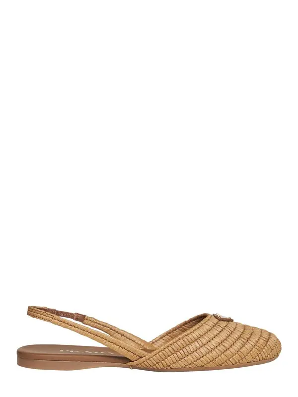 Prada Raffia Slingback Ballet Flats - Caramel Color
