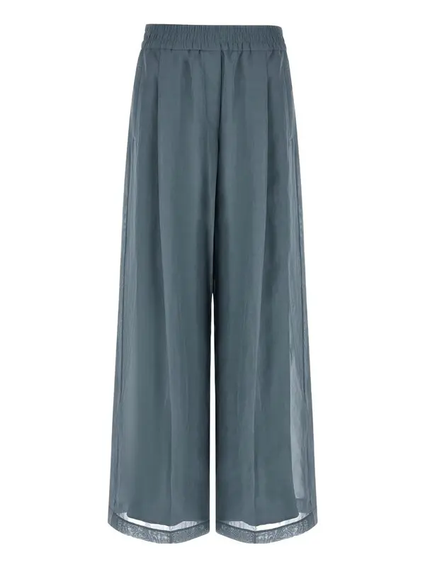 Brunello Cucinelli High-waisted Pleated Wide-leg Trousers - Blue