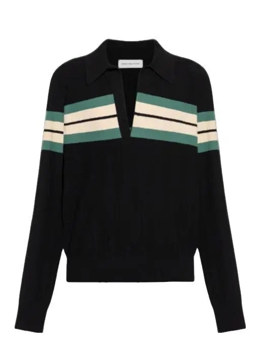 Dries Van Noten Long-sleeved Polo Shirt - Black
