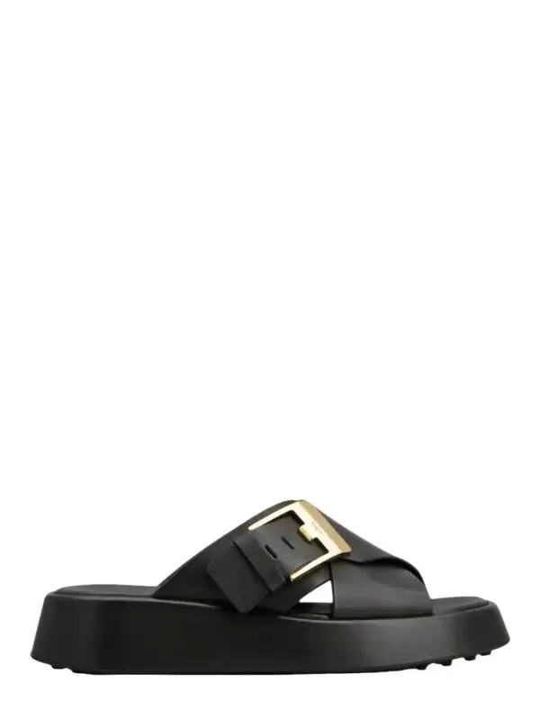 TOD'S Crossover Strap Platform Sandals - Black