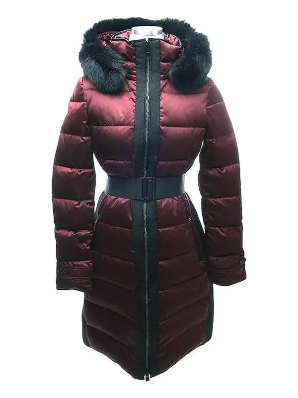Burberry Quilted Down Hooded Jacket With Belt - Black