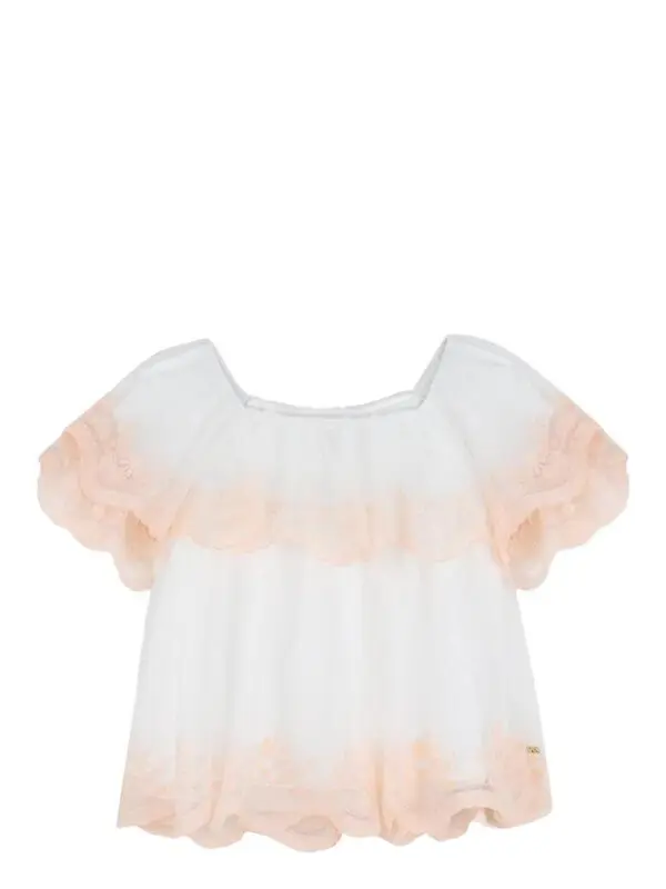 Chloé Ruffled Lace Top - White