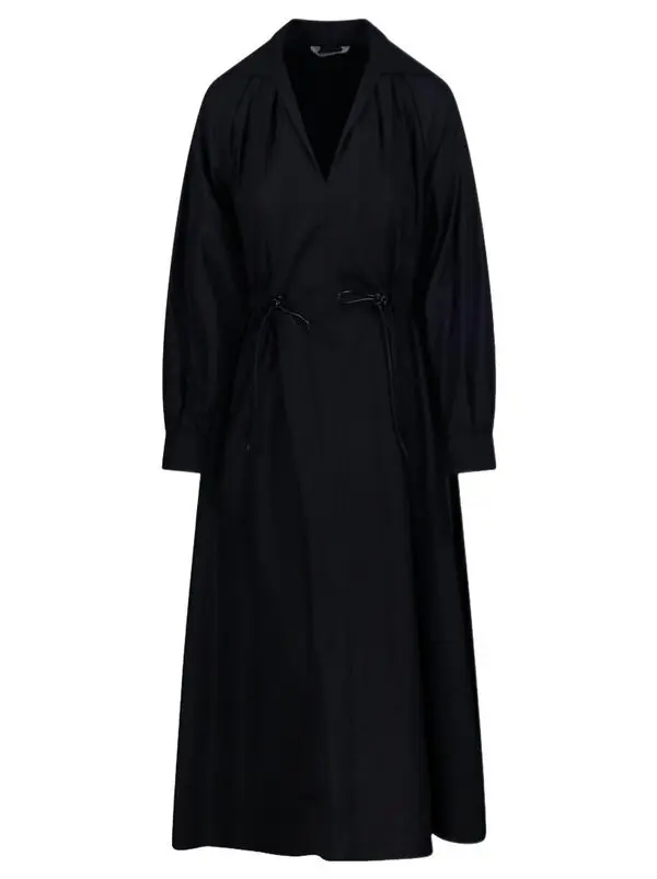 Max Mara V-neck Drawstring Midi Dress - Black