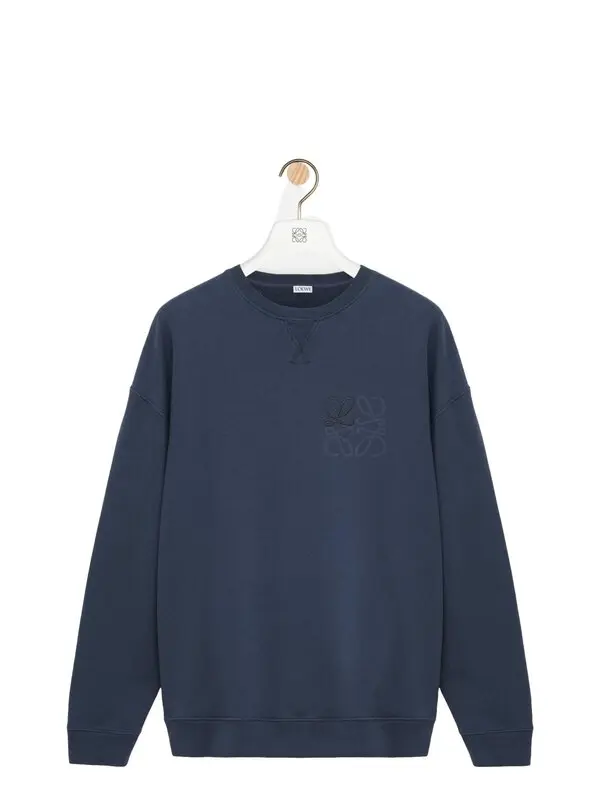 Loewe Anagram-detail Cotton Sweatshirt - Blue
