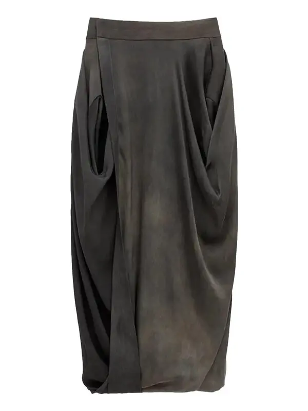 UMA WANG Asymmetrical Pleated Midi Skirt - Dark Grey
