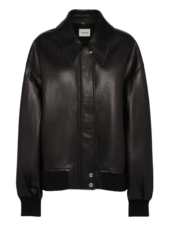 Khaite Shelman Leather Bomber Jacket - Black