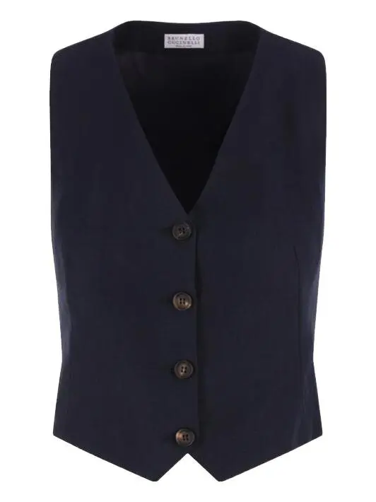 Brunello Cucinelli V-neck Waistcoat With Cutout Detail - Black
