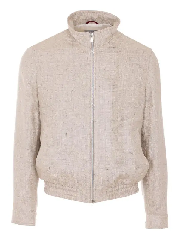 Brunello Cucinelli Stand Collar Zip Jacket - Nude