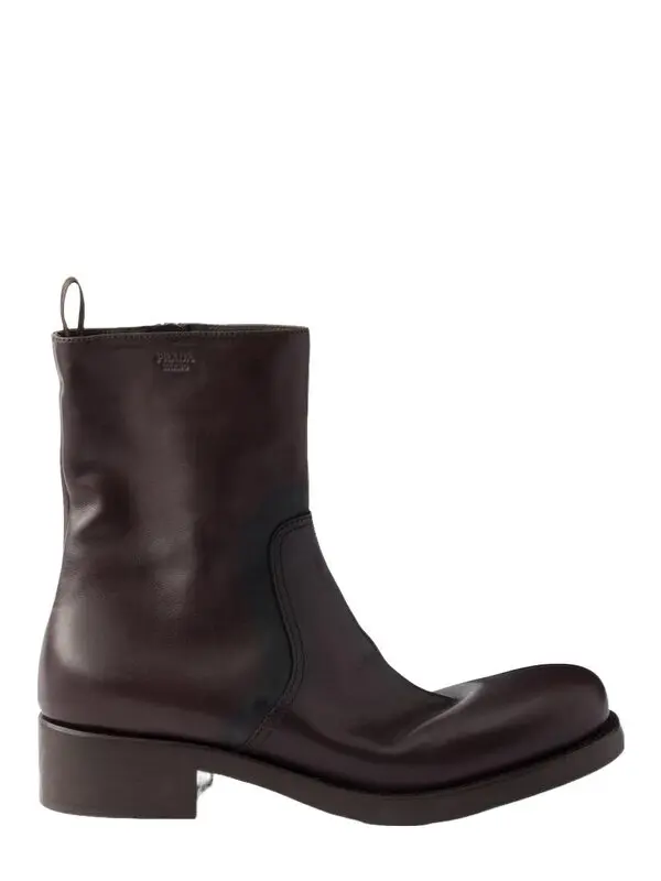 Prada Ankle Boots With Side Zipper - Dark Brown