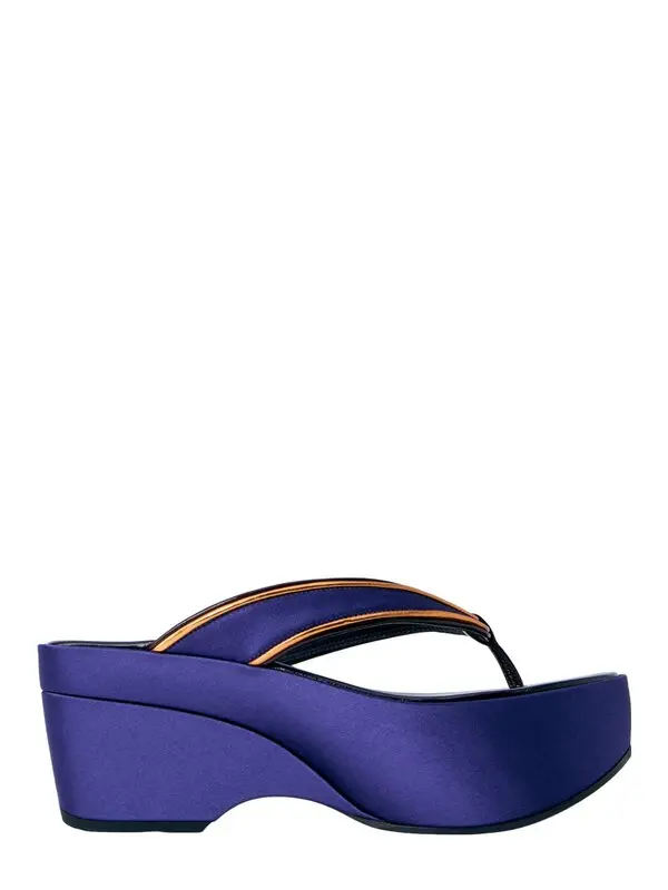 Dries Van Noten Satin Platform Thong Sandals - Blue