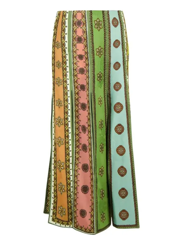 ALEMAIS Contina Printed Maxi Skirt - Green
