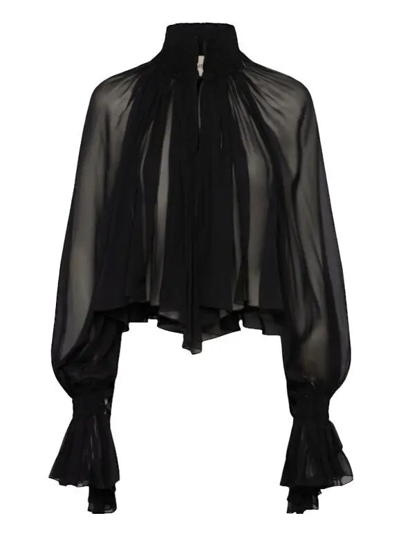 Khaite Durer Ruffled Silk Shirt - Black
