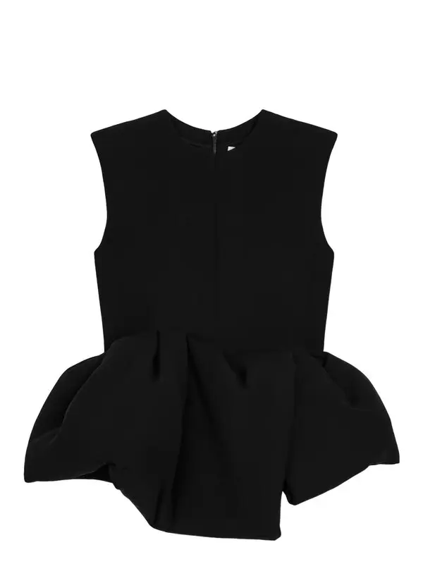 Celine Peplum Top In Wool Silk - Black