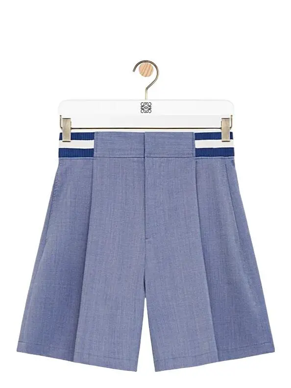Loewe Logo Detailed Pleated Shorts - Blue