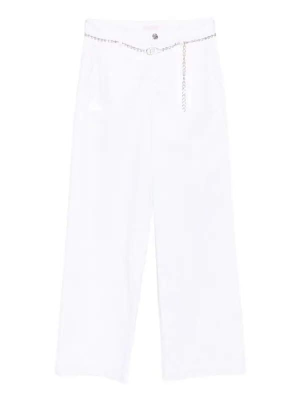 Liu Jo High Waist Flared Jeans With Chain Embellishment - White