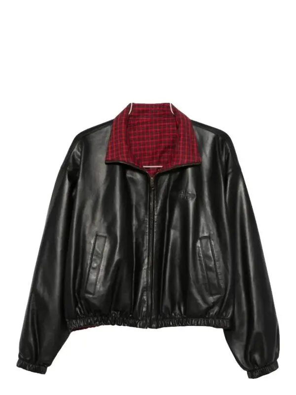Balenciaga Reversible Zip-up Leather Jacket With Checked Wool Lining - Black