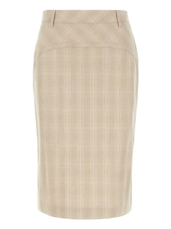 Iceberg Check Ruffled Midi Skirt - Nude