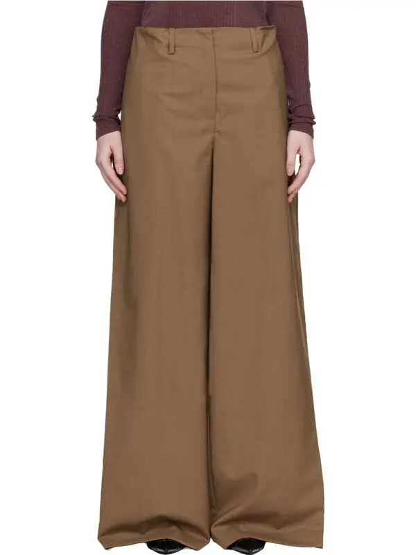 MUGLER Pleated Wrap Trousers - Brown