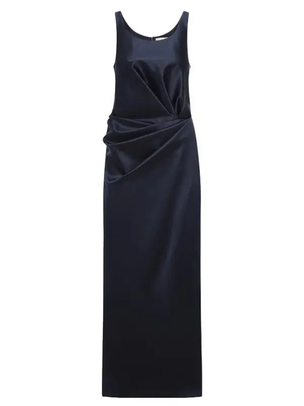 Fendi Gathered Strapless Satin Dress - Blue