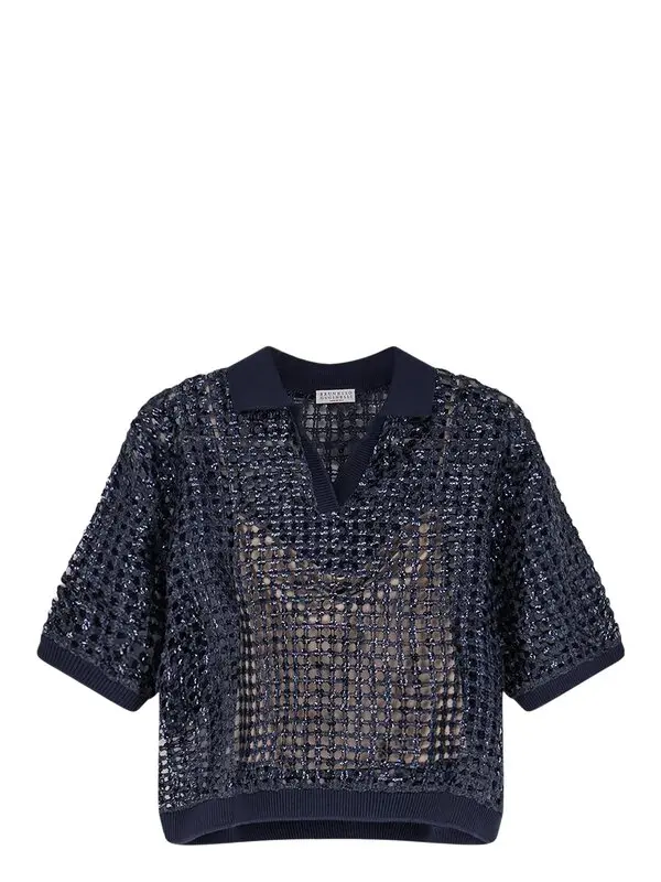 Brunello Cucinelli Sequined V-neck Jumper - Black