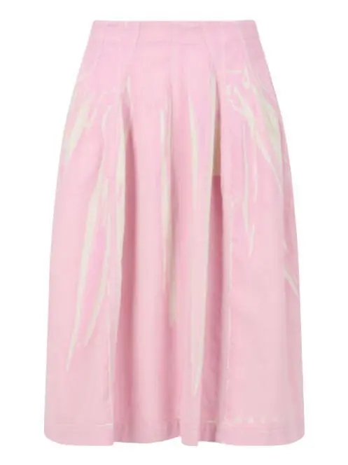 Marni Screen-printed Flared Denim Skirt - Pinkgummy