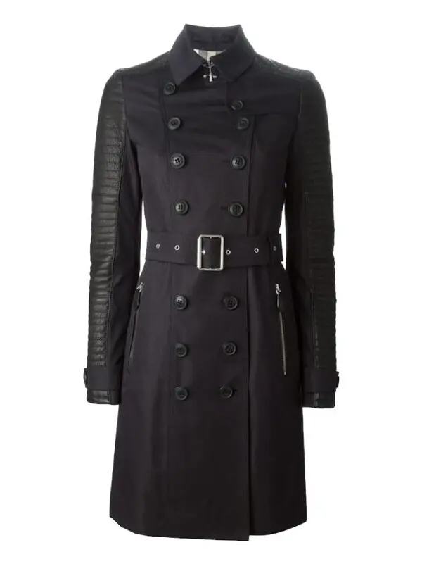 Burberry Double-breasted Trench Coat With Tie Details - Black