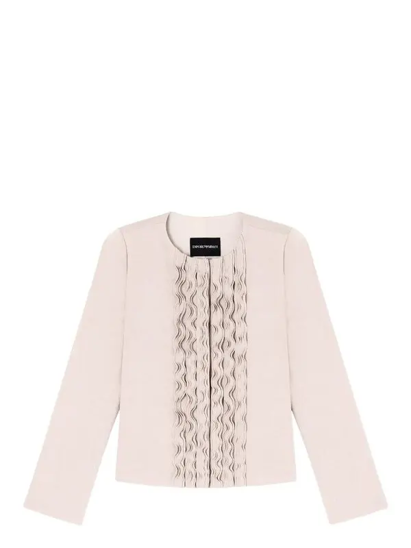 Emporio Armani Ruffled Crewneck Jacket - Light Brown